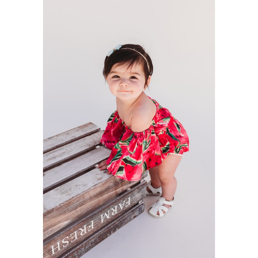 Summer Off the Shoulder Watermelon Romper